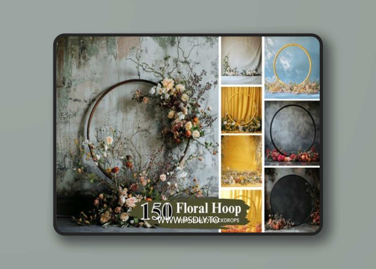 100+ Floral Hoop Digital Backdrops