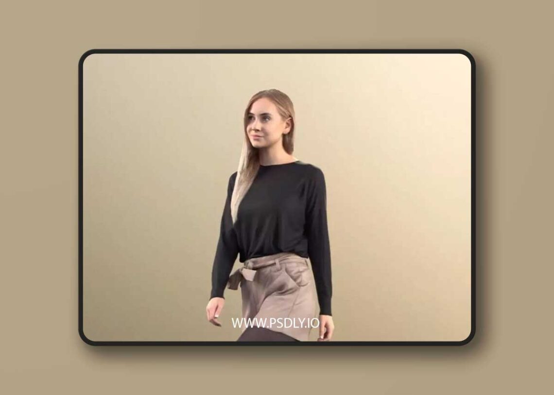 Blonde Young Girl With Skirt Walking Up Stairs 3D Model