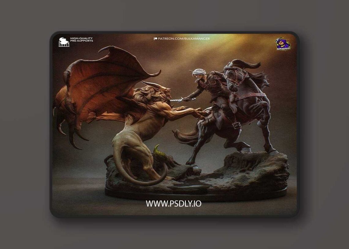 Bulkamancer Sculpts – Ciri Vs Manticore – 3D Print Model STL