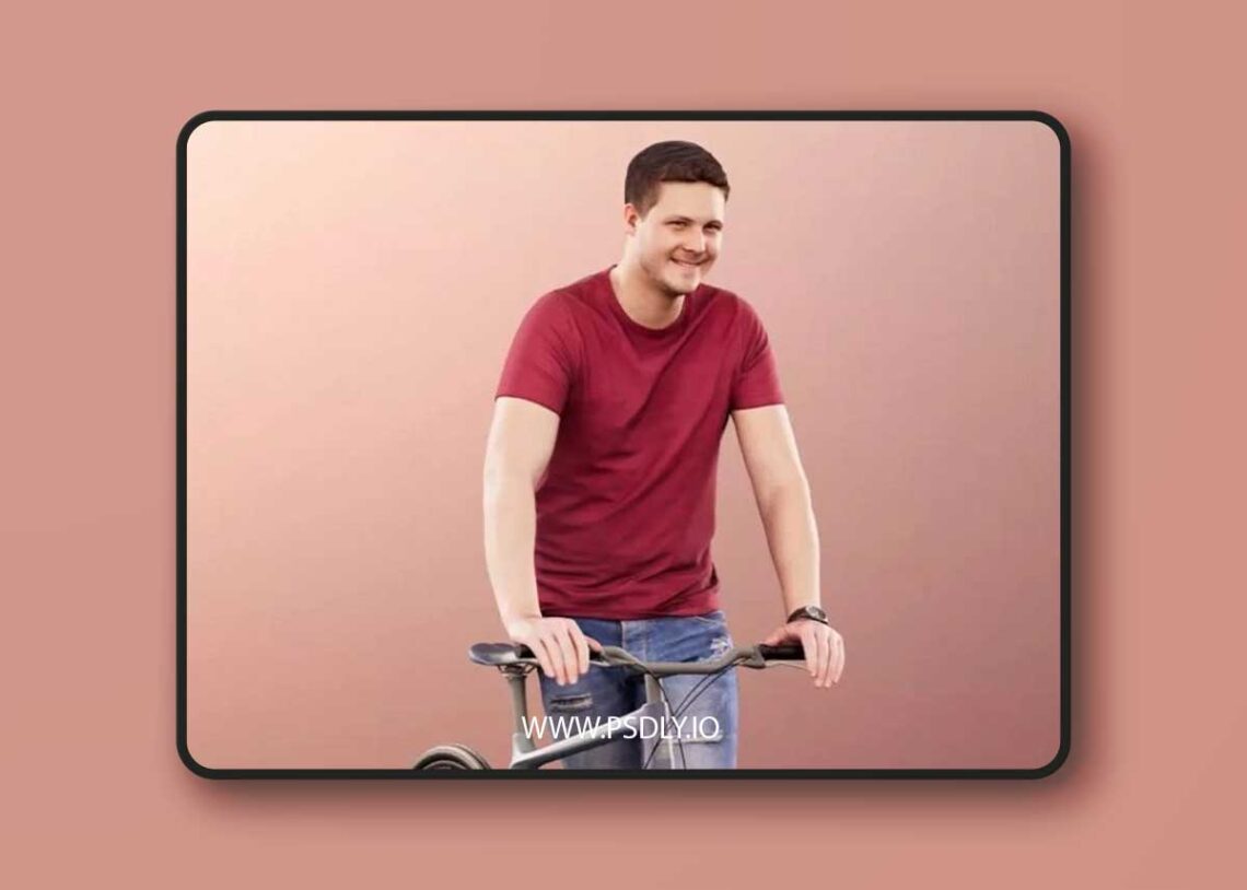 Casual Man With Bike Red T-shirt 3D Model
