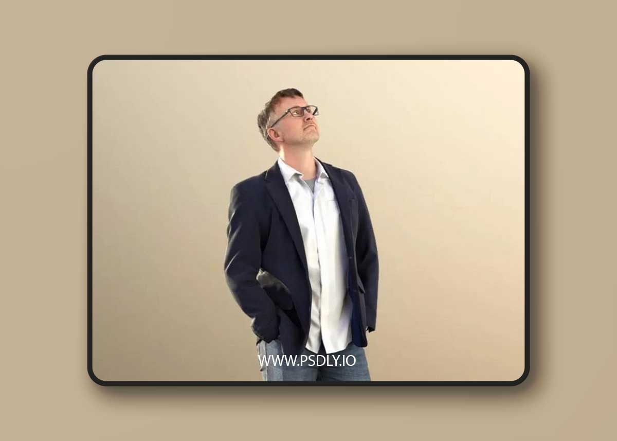 Man Standing Outside Looking Up Low-poly 3d Model