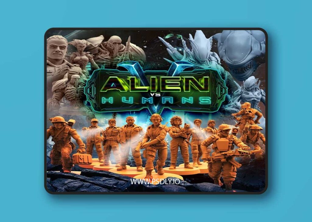 Papsikels Miniatures – June 2023 – Alien Vs Humans – 3D Print Model