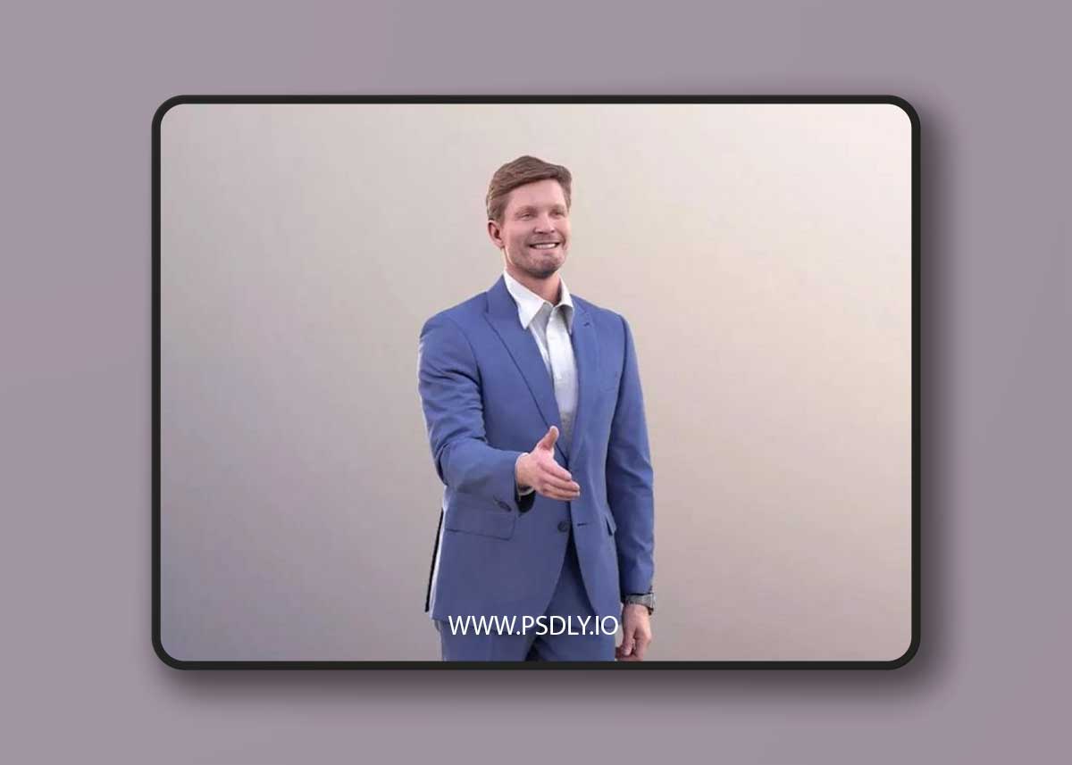 Business Man Shakeing Hand Low-poly 3d Model