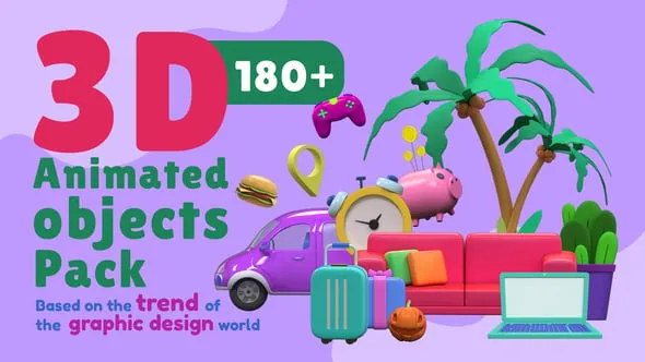 Videohive - 3D Animated Objects Pack - 40371627
